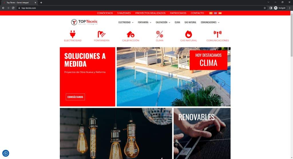 Ejemplo de web para empresa de instalaciones técnicas INSTATEC - ADQA